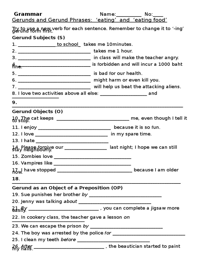 Eslprintables2016 Gerunds and Gerund Phrases | PDF | Language Arts ...