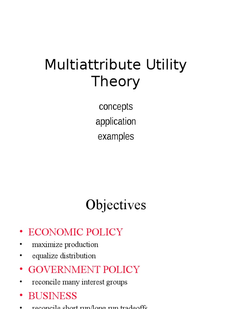 Multiattribute Utility Theory: Concepts Application Examples | PDF | European Economic Community ...