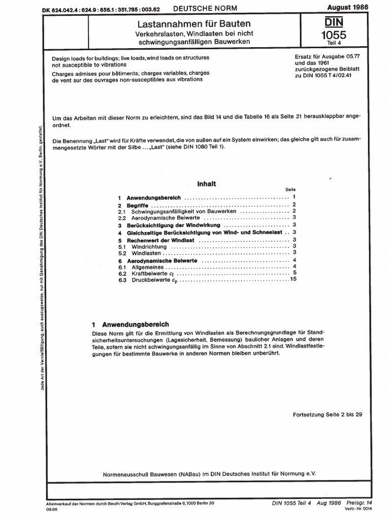 Din 1055-4 1986-08 | PDF