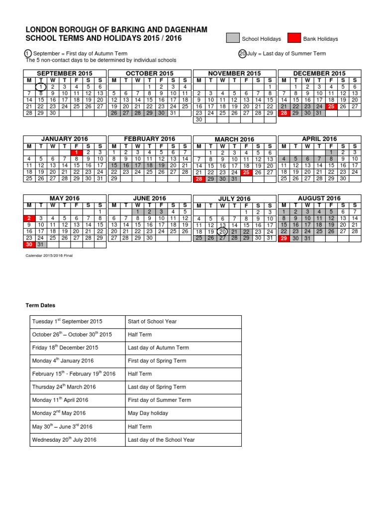 2015-2016 School Term Dates | PDF | Festival | Observances