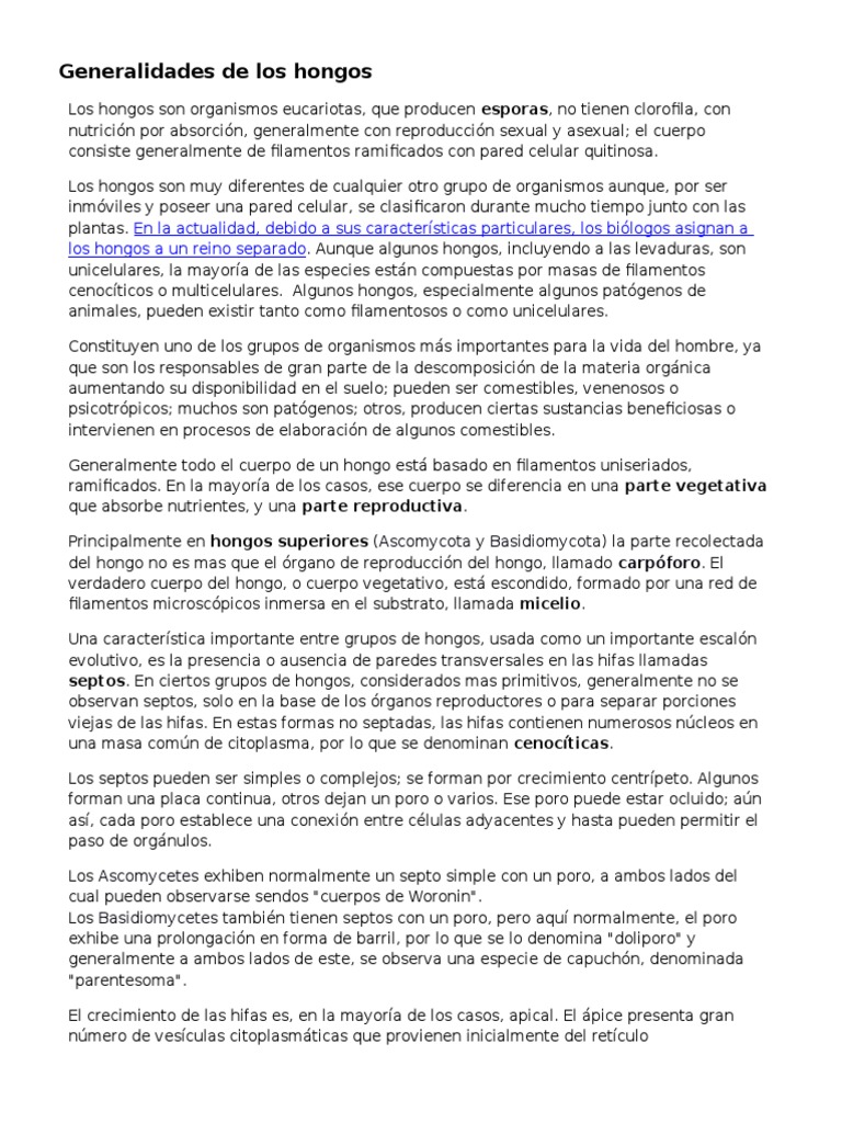 Generalidades de Los Hongos | PDF | Hongo | Simbiosis