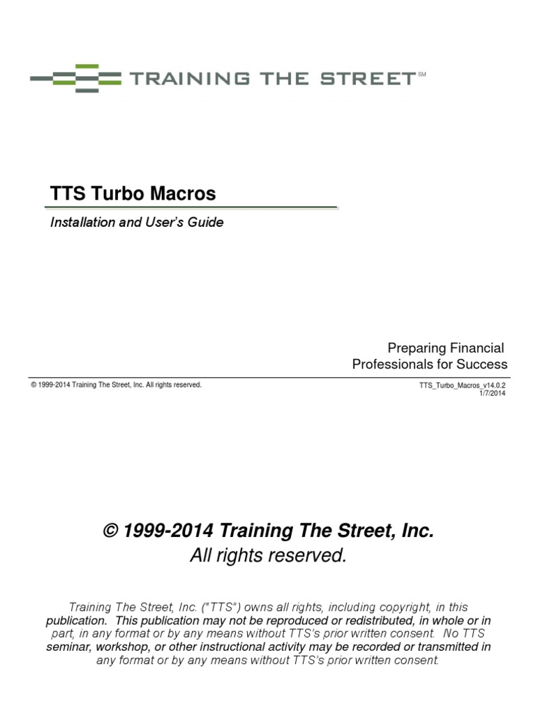TTS Turbo Macros v14!0!2 | PDF | Microsoft Excel | Investment Banking