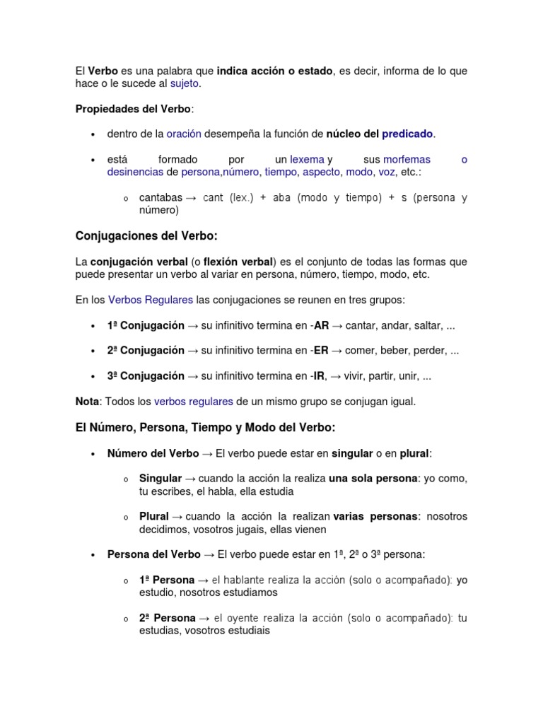 El Verbo en La Oracion Gramatical | PDF | Verbo | Conjugación gramatical