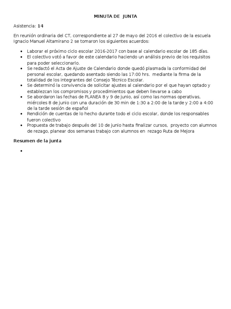 Minuta de Junta | PDF