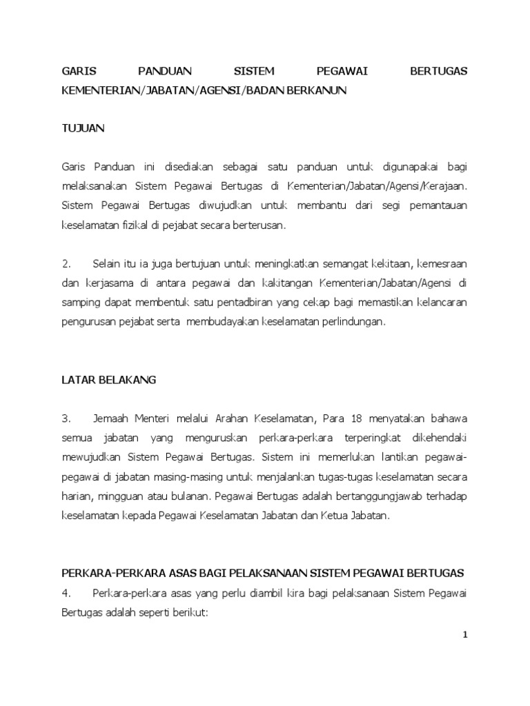 Garis Panduan Pegawai Bertugas | PDF