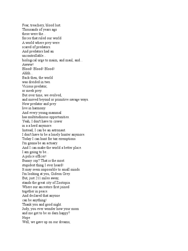 Zootopia Script | PDF