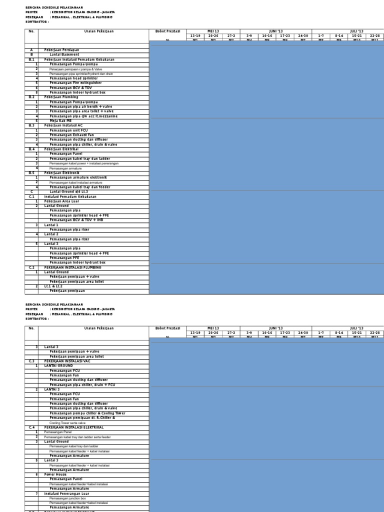 Rencana Kerja MEP Proyek DKR | PDF