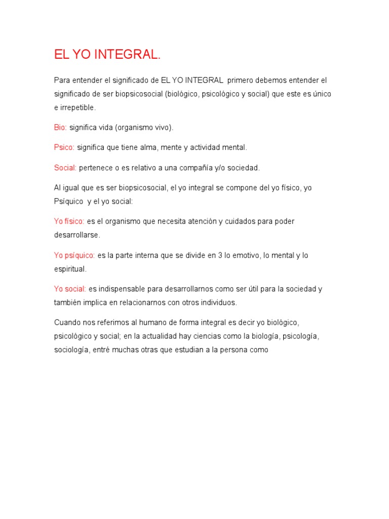 El Yo Integral | PDF | Crecimiento personal y profesional | Relaciones ...