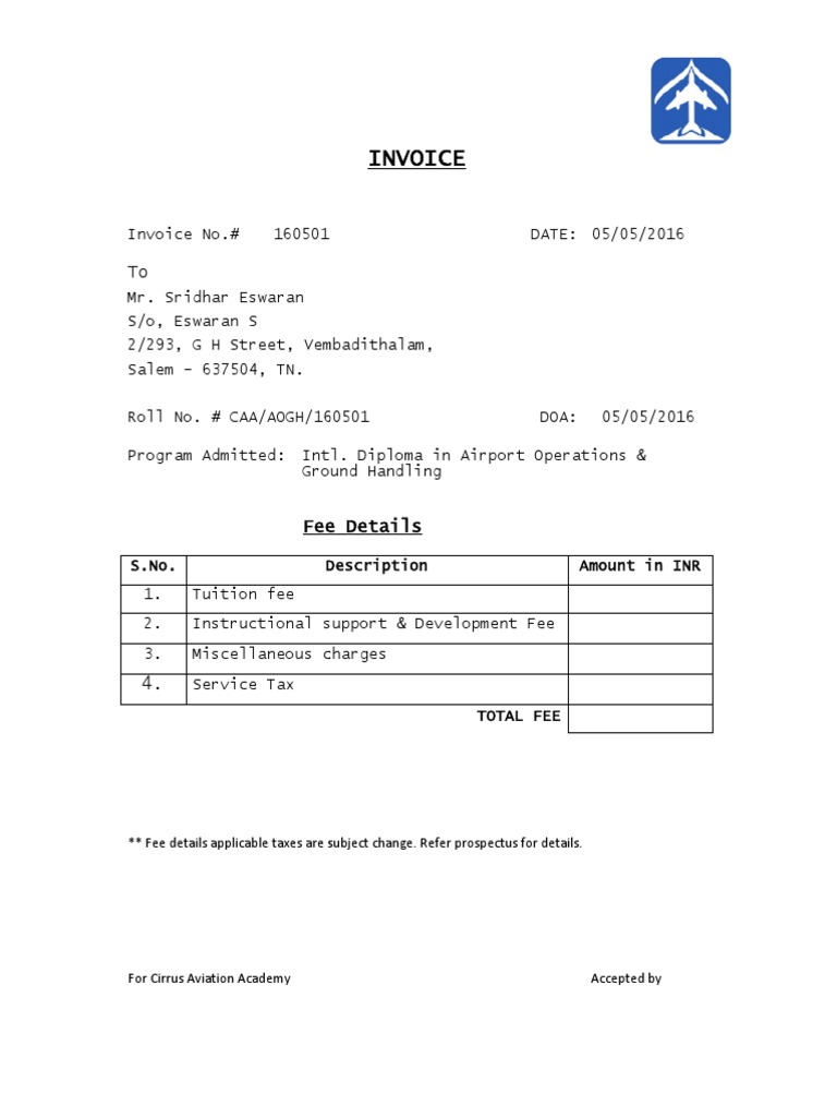 Invoice: Fee Fee Details | PDF