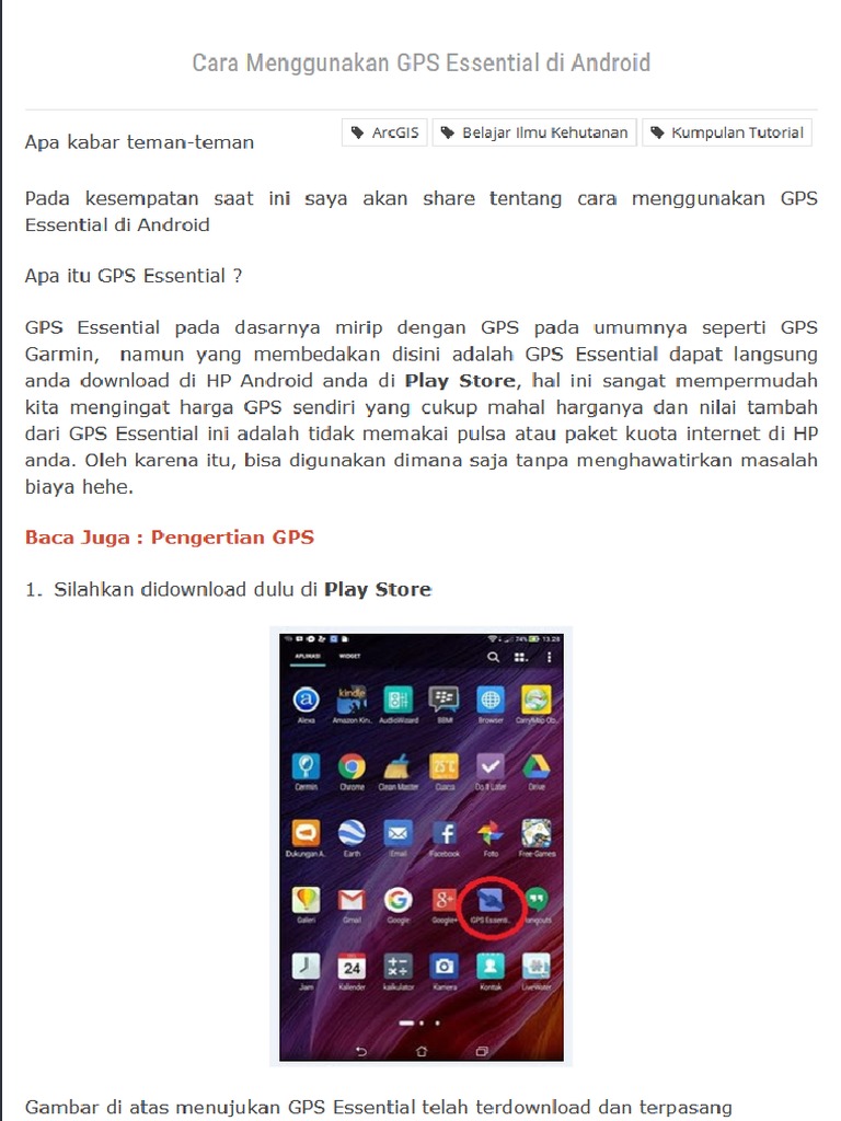Cara Menggunakan GPS Essential Di Android | PDF