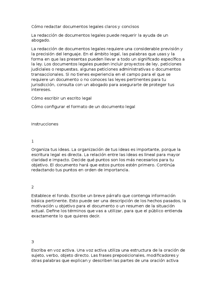 Cómo Redactar Documentos Legales Claros y Concisos | PDF | Documento ...