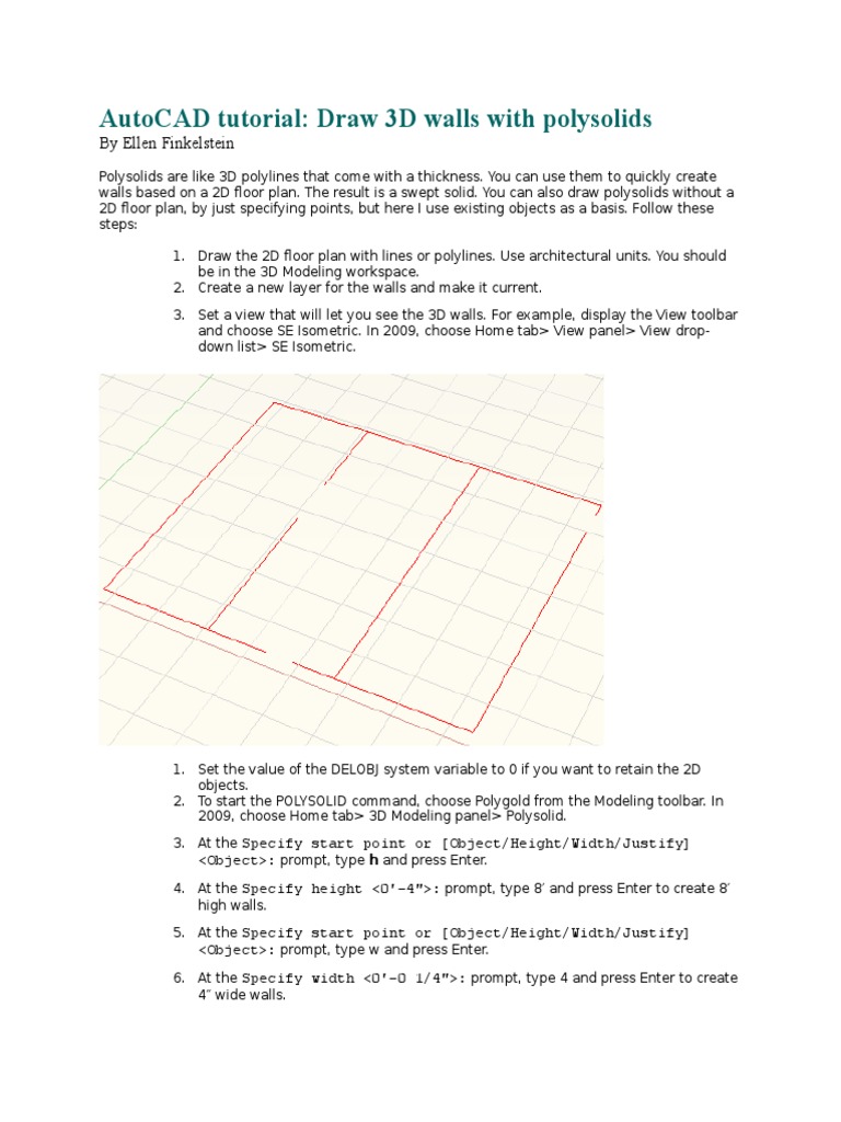 AutoCAD Tutorial Create A 3D Wall | PDF | Art | Technology & Engineering