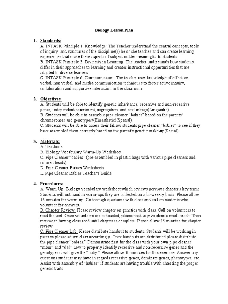 Lesson Plan | PDF | Lesson Plan | Genetics