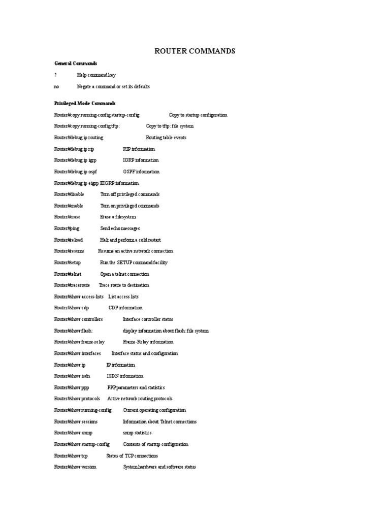 Cisco Comandos | PDF | Router (Computing) | Data Transmission