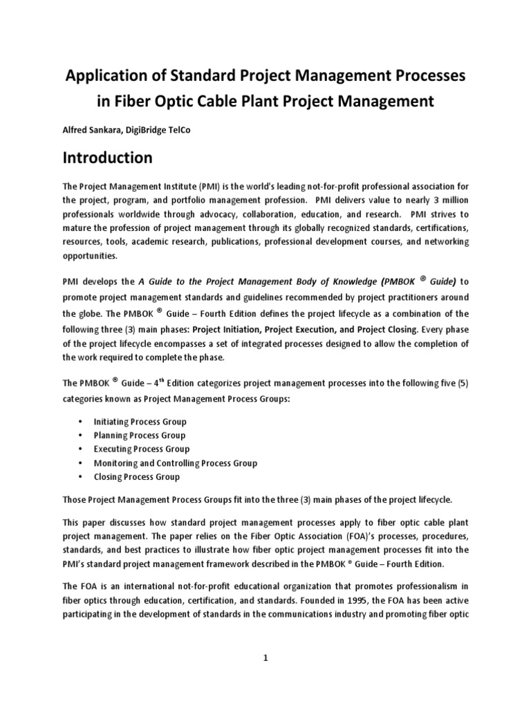 1 Fiber Optic Project Management | PDF | Project Management | Procurement