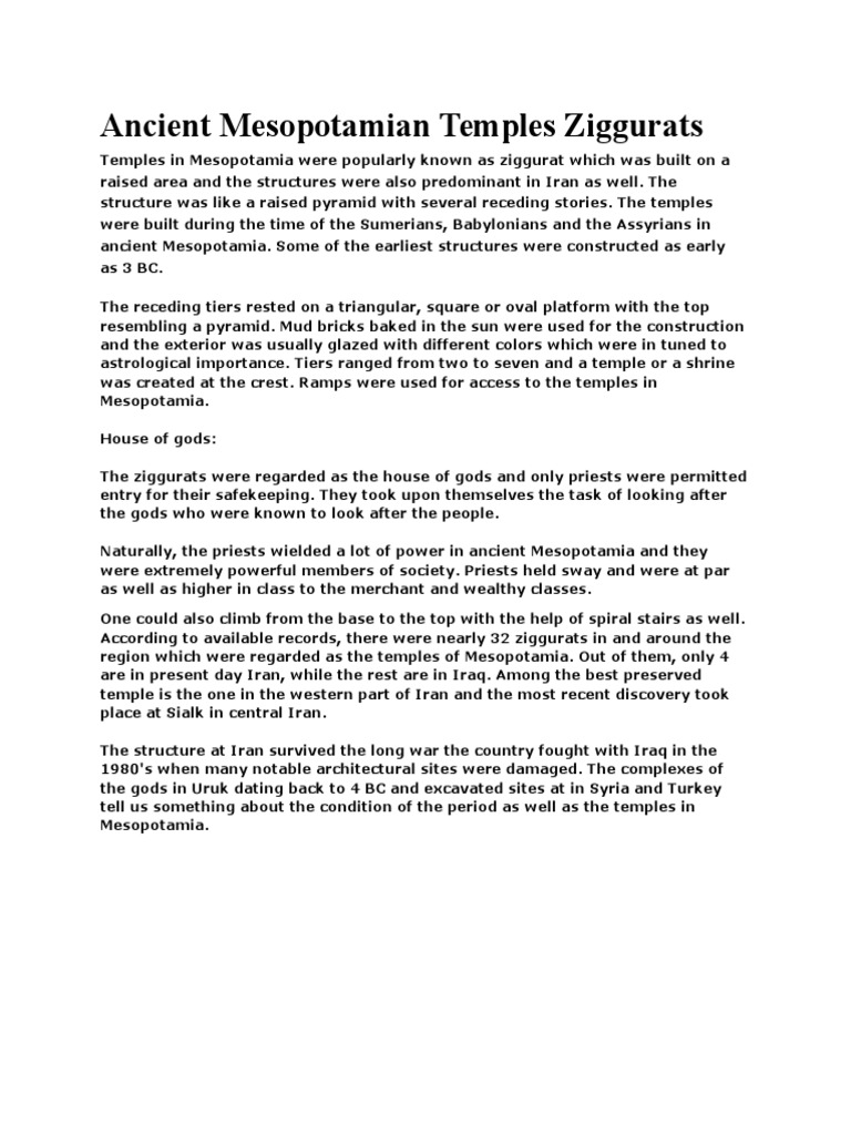 Mesopotamian Ziggurat For Kids