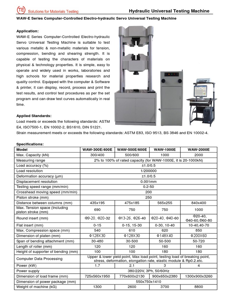 Hydraulic Universal Testing Machine | PDF | Deformation (Mechanics ...