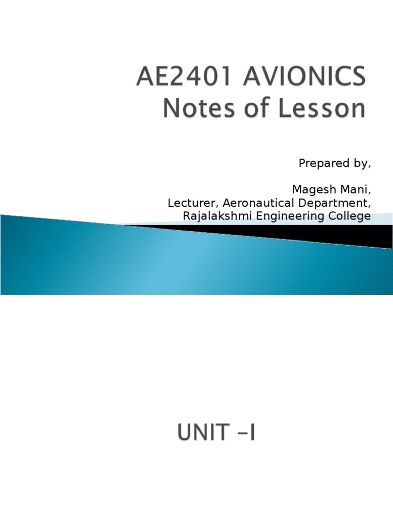 Ae2401 Avionics Nol | PDF | Inertial Navigation System | Avionics