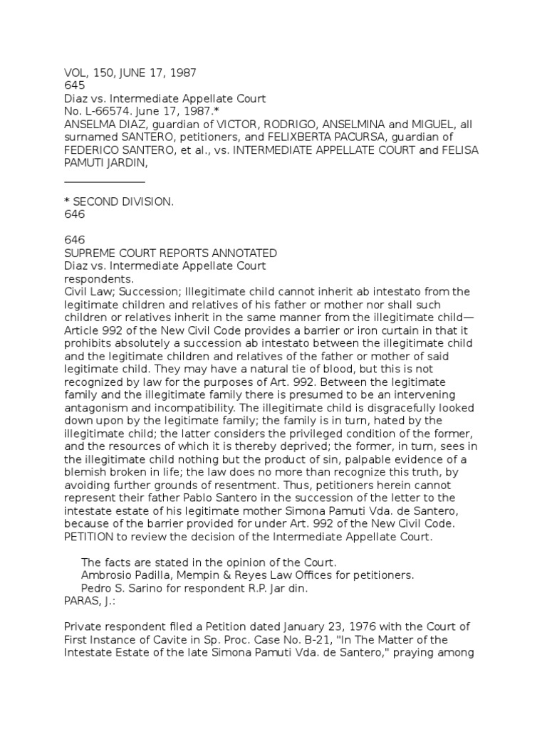 Diaz vs. Intermediate Appellate Court | PDF | Intestacy | Private Law