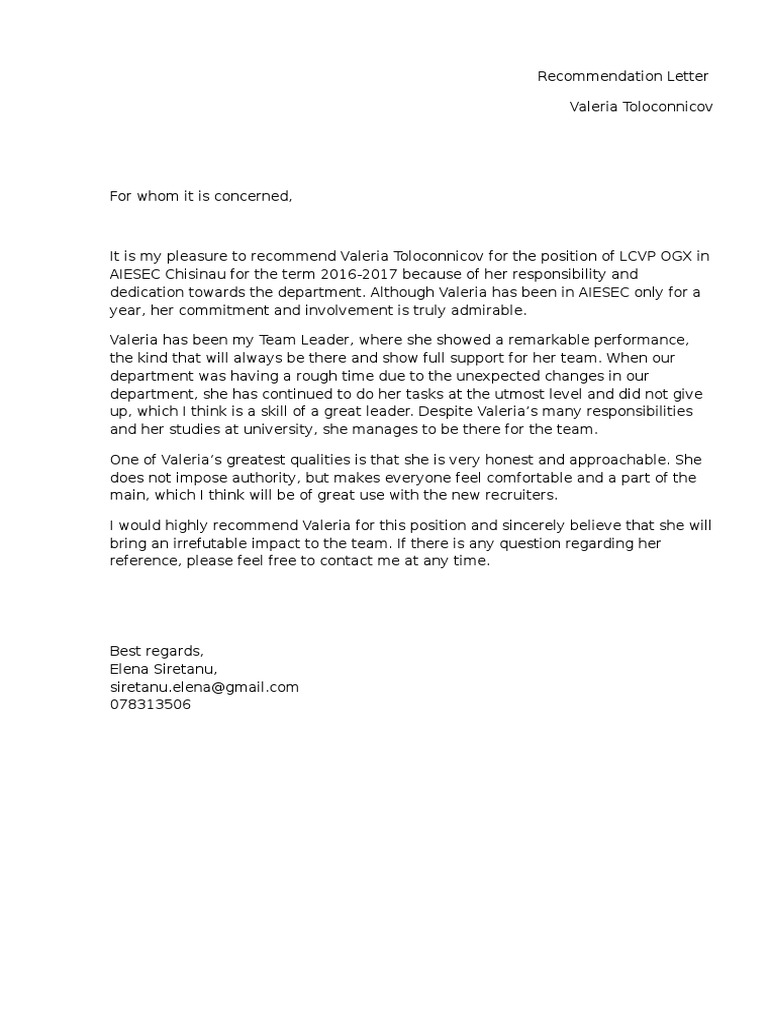Recommendation Letter | PDF | Self-Improvement