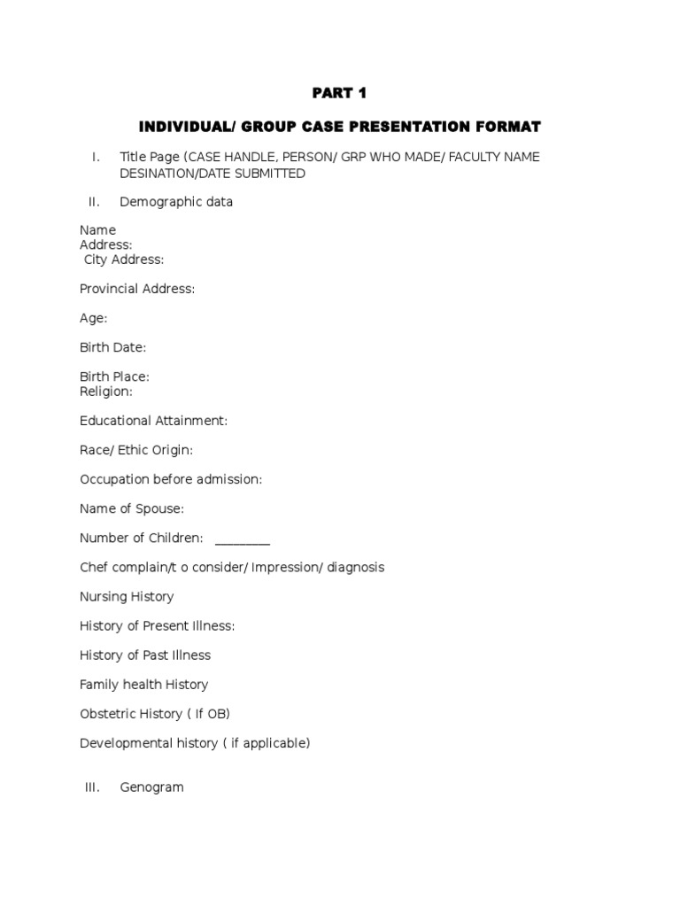 Group Case Presentation Format | PDF