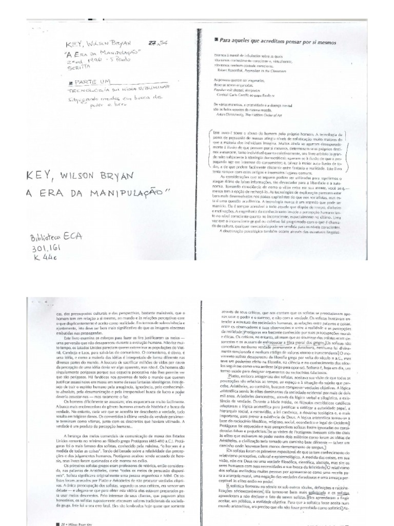 Wilson Bryan KEY (1990) A Era Da Manipulação | PDF