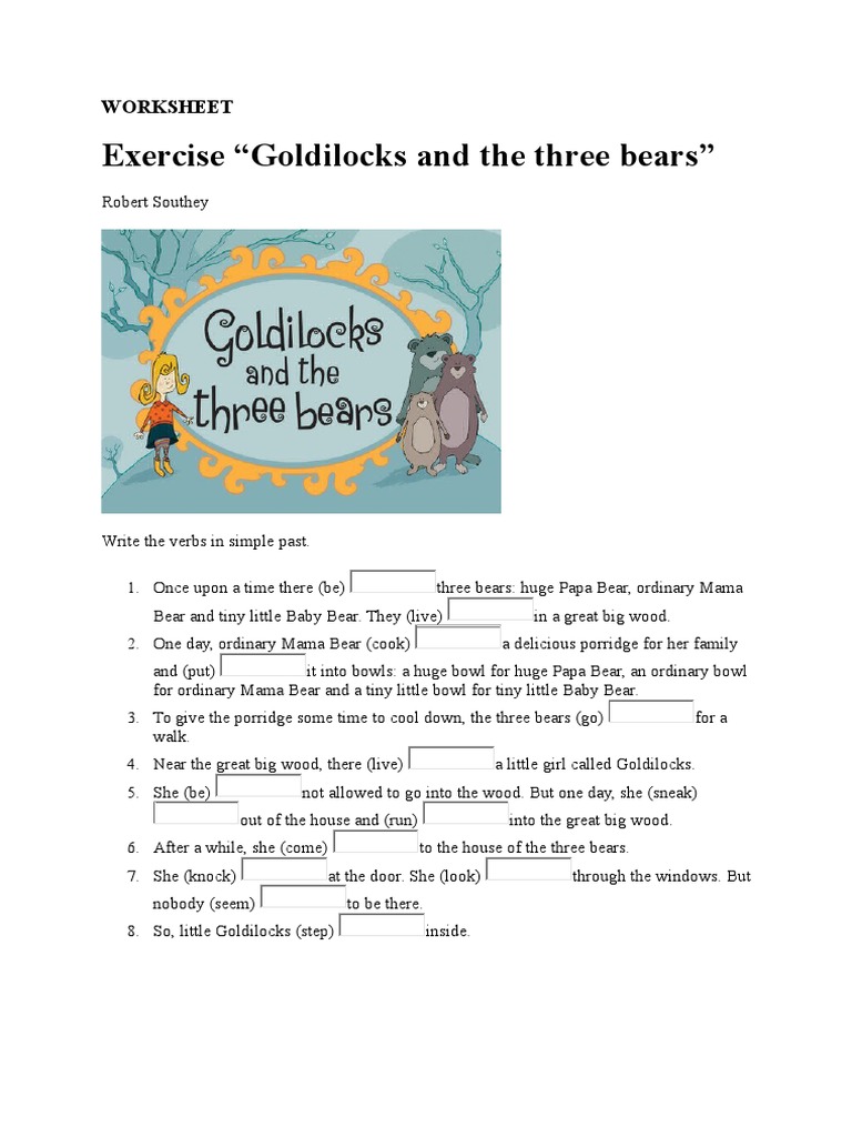 Exercise "Goldilocks and The Three Bears": Worksheet | PDF