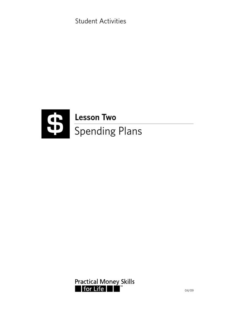 Spending Plans: Lesson Two | PDF | Printing | Written Communication