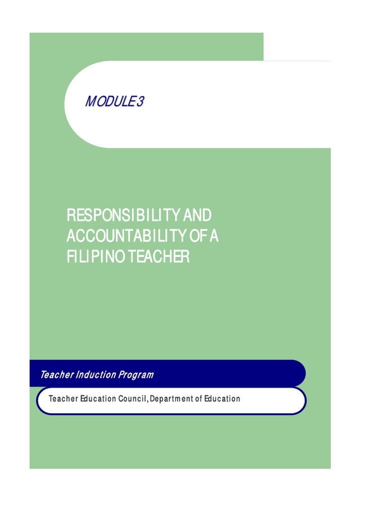 Module 3 Responsibility and Accountability of A Filipino Teacher | PDF | Teacher Education ...