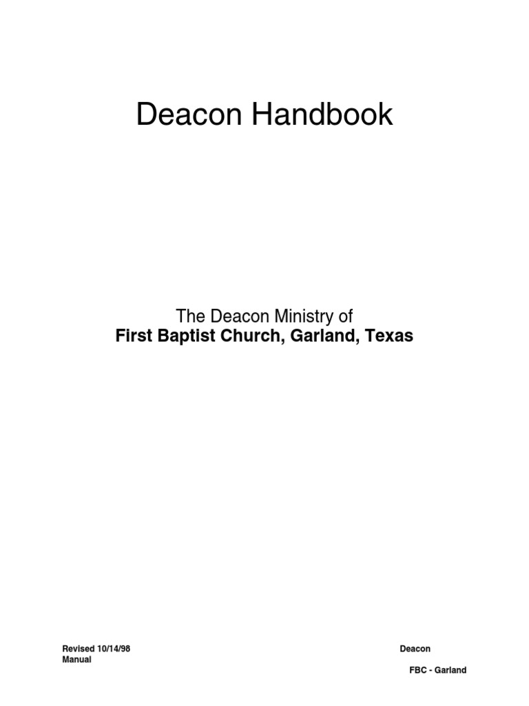 Deacon Handbook FBC Garland Texaspdf | PDF | Deacon | Christian Church