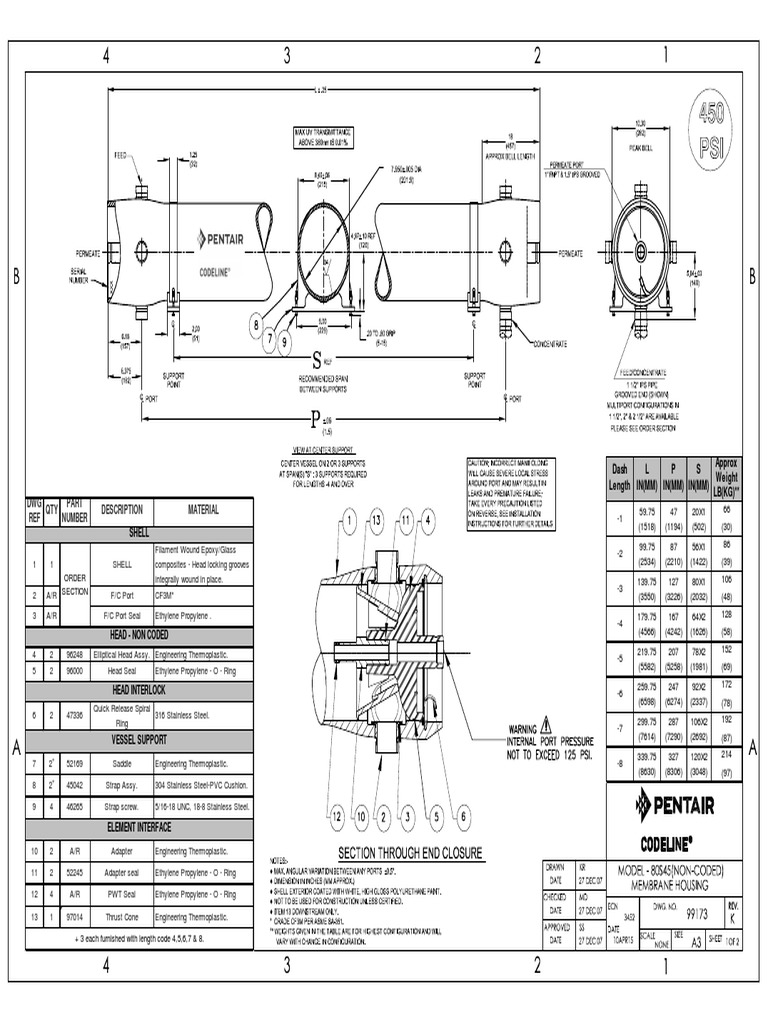 Codeline Drawing 80S45 Non Coded | PDF | Pipe (Fluid Conveyance) | Fiberglass
