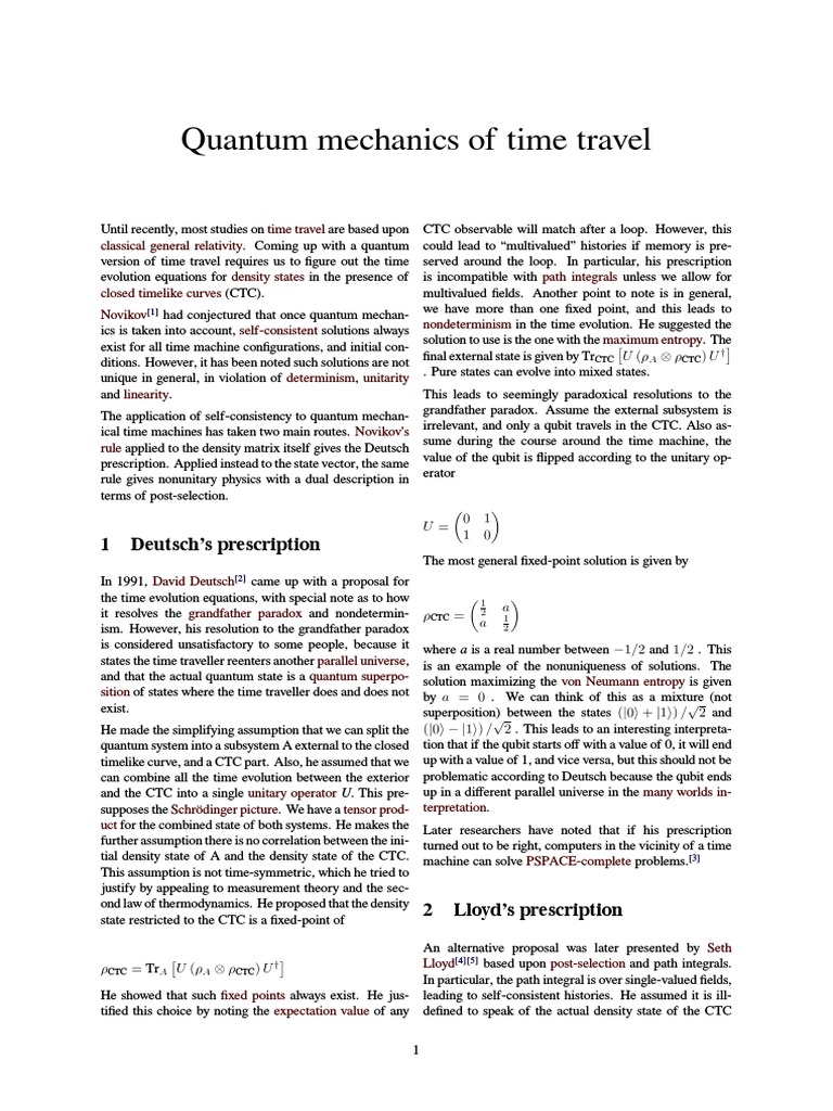 Quantum Mechanics of Time Travel | Theoretical Physics | Metaphysics