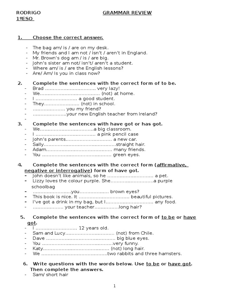 An English Grammar Review: Verbs, Pronouns, Articles and Questions ...