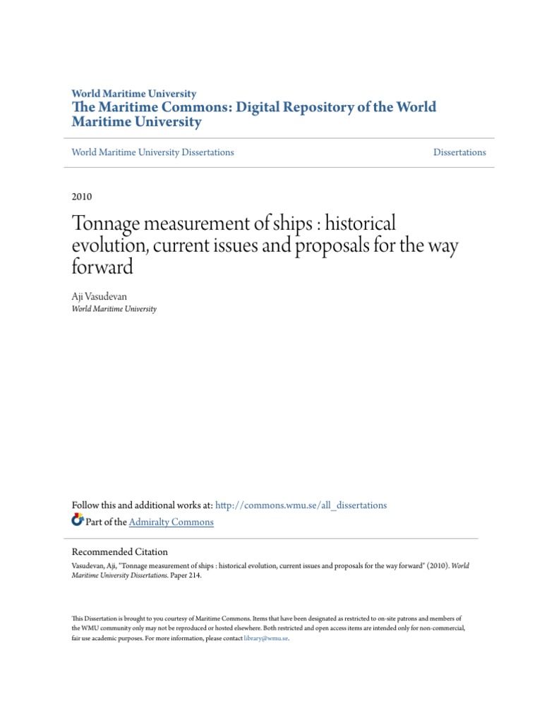 Tonnage Measurement of Ships - Historical Evolution Current Iss PDF ...