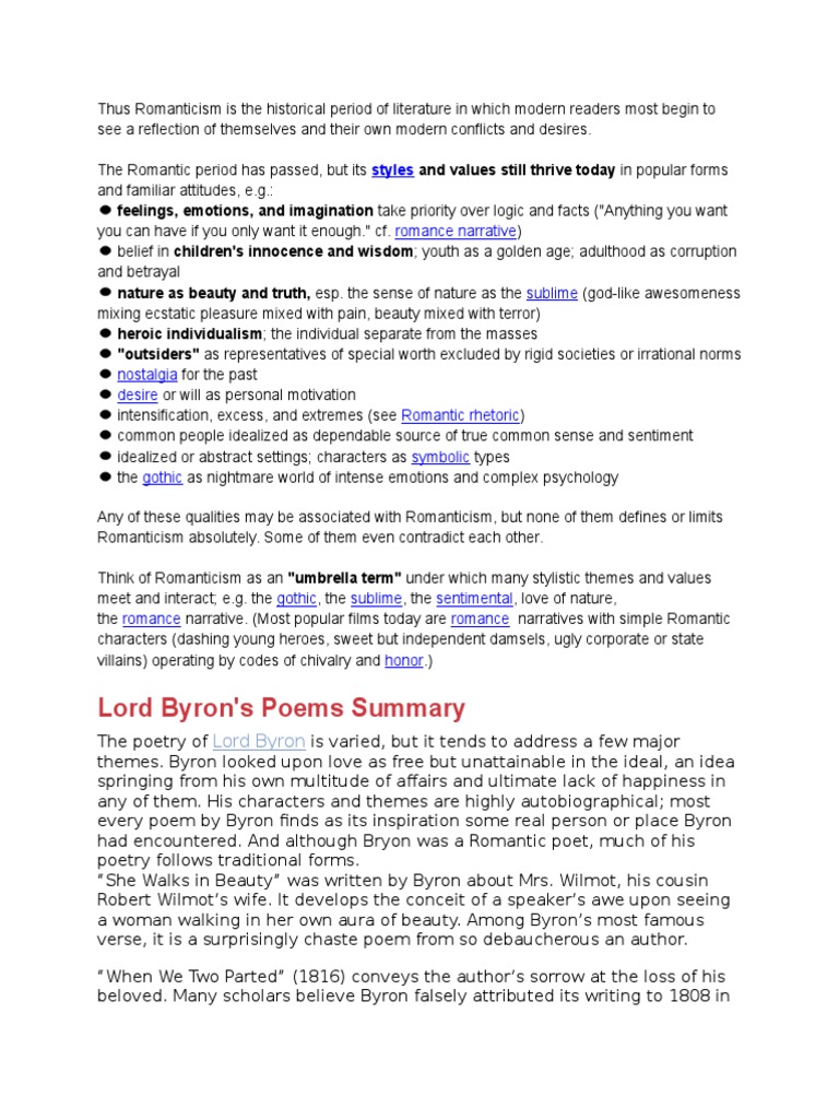 Romanticism and Byron | PDF | Lord Byron | Romanticism