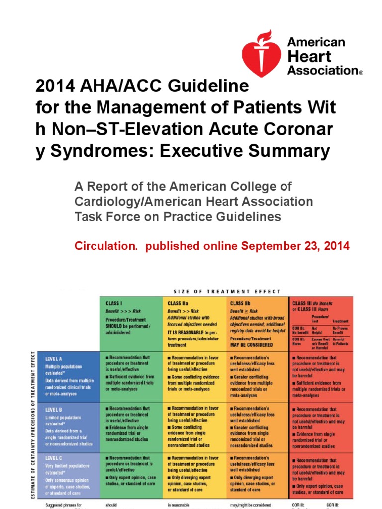 2014 AHA/ACC Guideline For The Management of Patients Wit H Non-ST ...