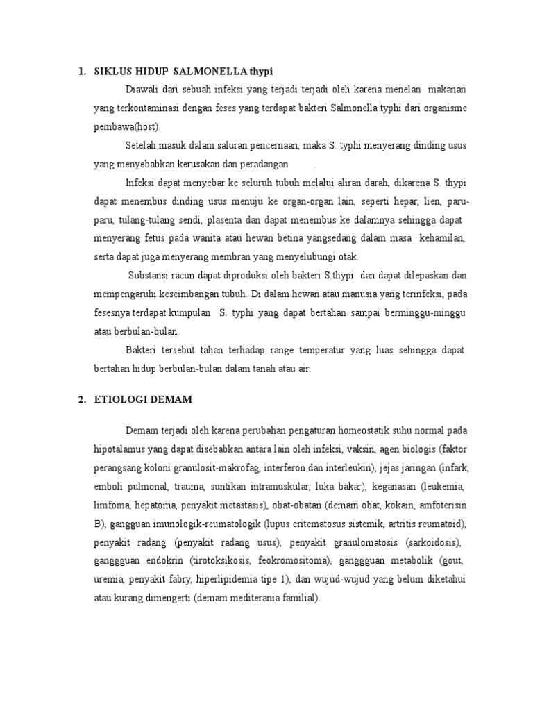 Siklus Hidup Salmonella Thypi | PDF | Sains & Matematika