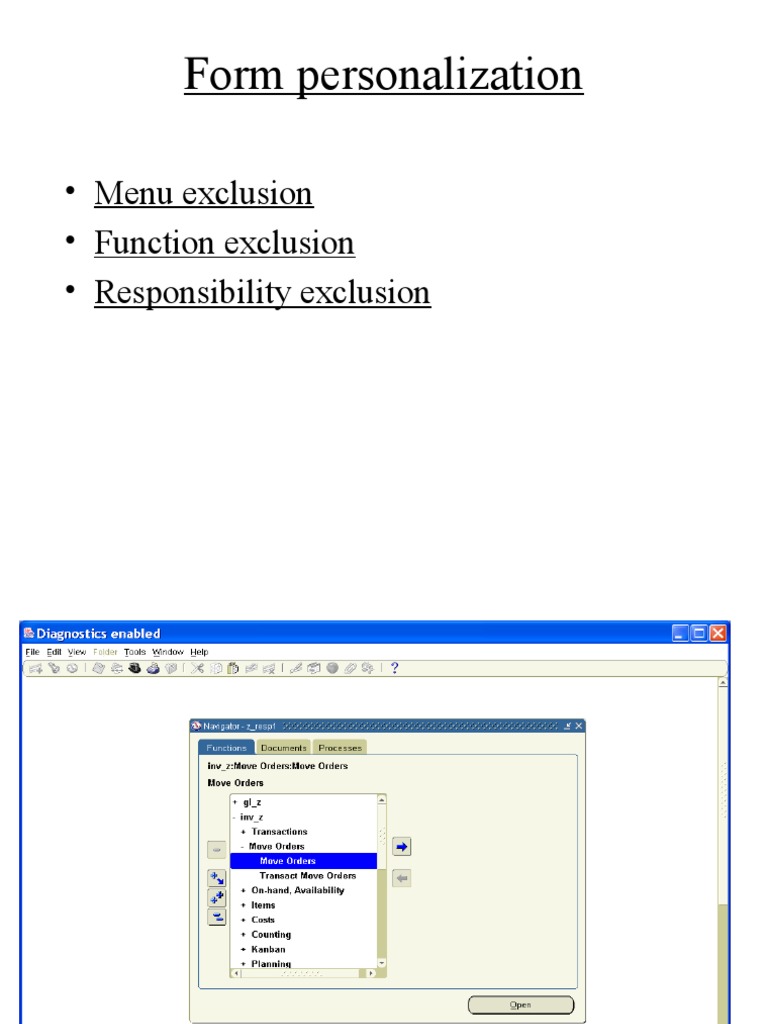 Form Personalization: - Menu Exclusion - Function Exclusion - Responsibility Exclusion | PDF ...