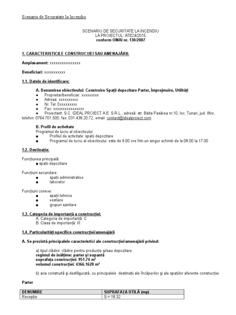Model Scenariu Incendiu Scenariu Securitate La Incendiu | PDF