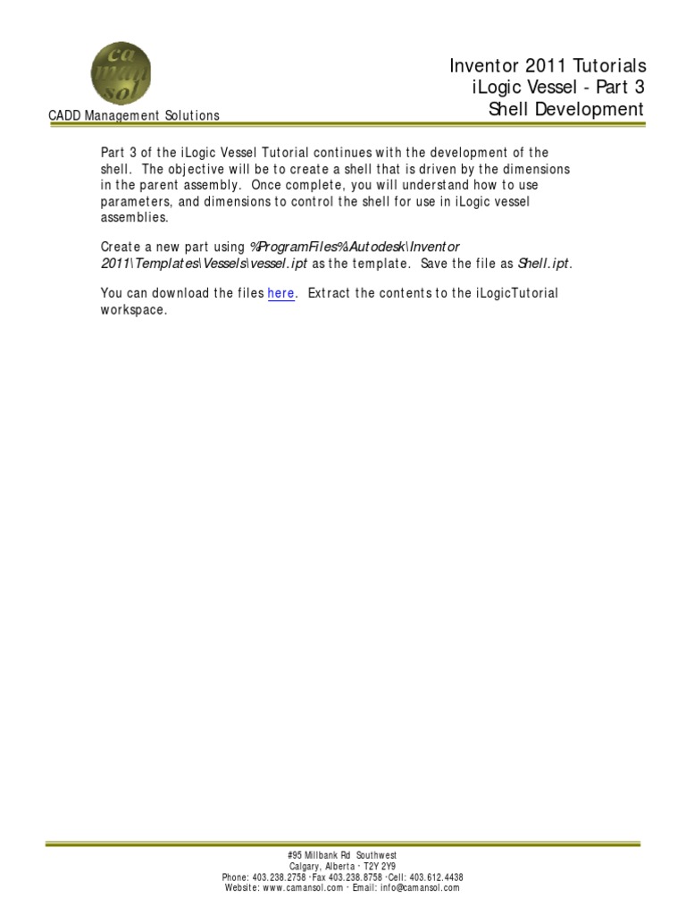 Inventor 2011 Tutorials Ilogic Vessel - Part 3 Shell Development | PDF