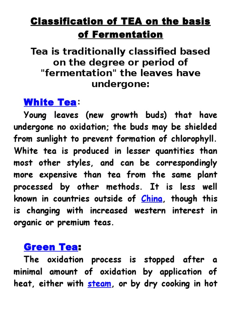 Classification of TEA On The Basis of Fermentation | PDF