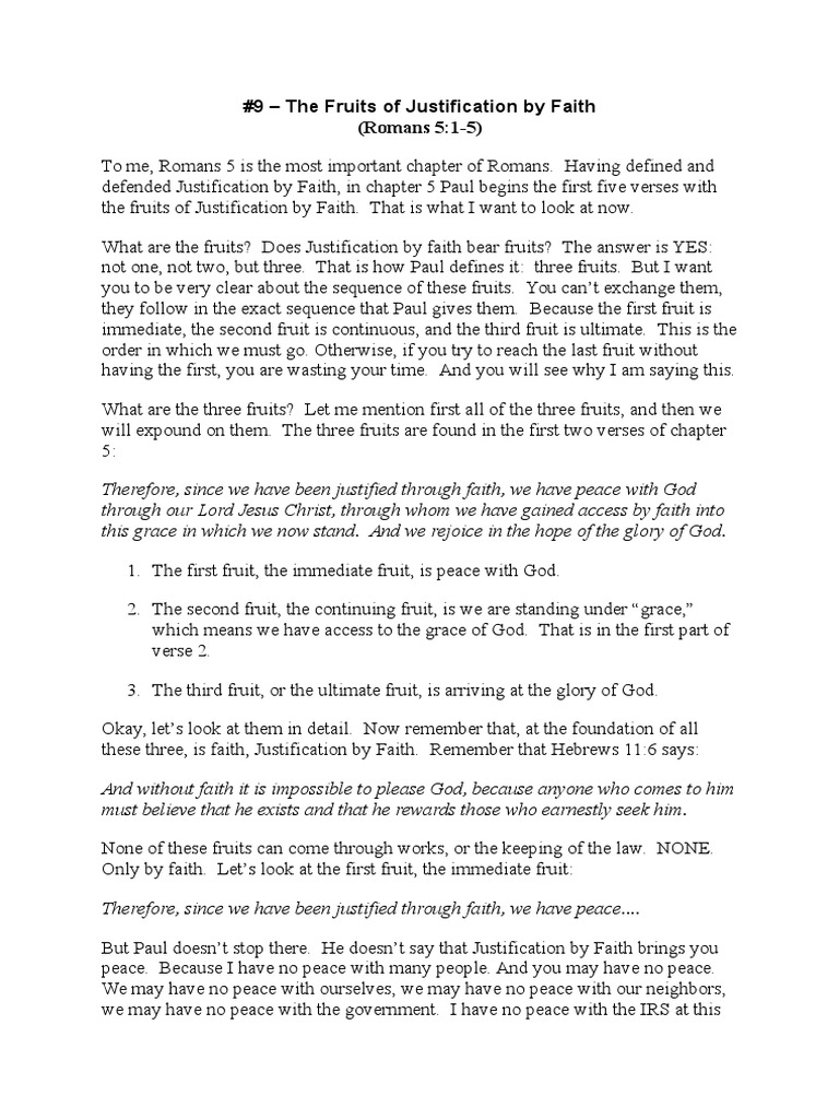 Fruits of Justification by Faith | PDF | Justification (Theology) | Sola Fide