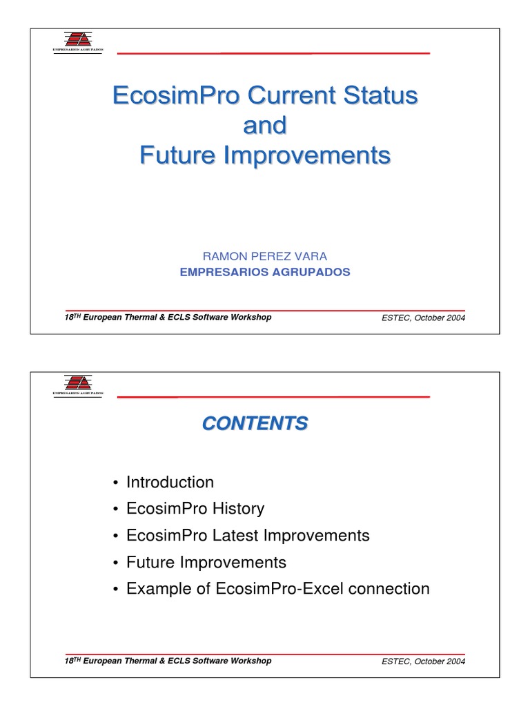 Ecosimpro Current Status | PDF | Microsoft Excel | Simulation