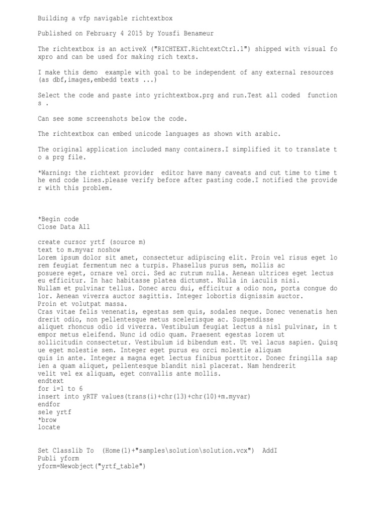 VFP Richtextbox | PDF | Filename | Text File