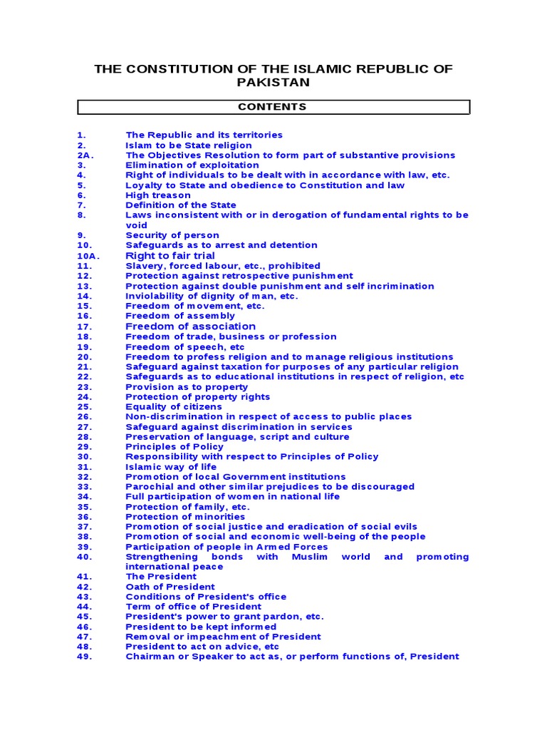 Constitution of Pakistan Overview | PDF | Parliament Of Pakistan ...