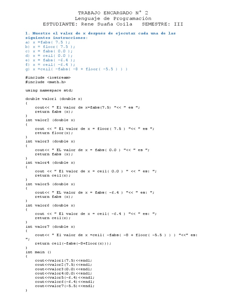Ejercicios Lenguaje de Programacion | PDF | Geometría del plano ...