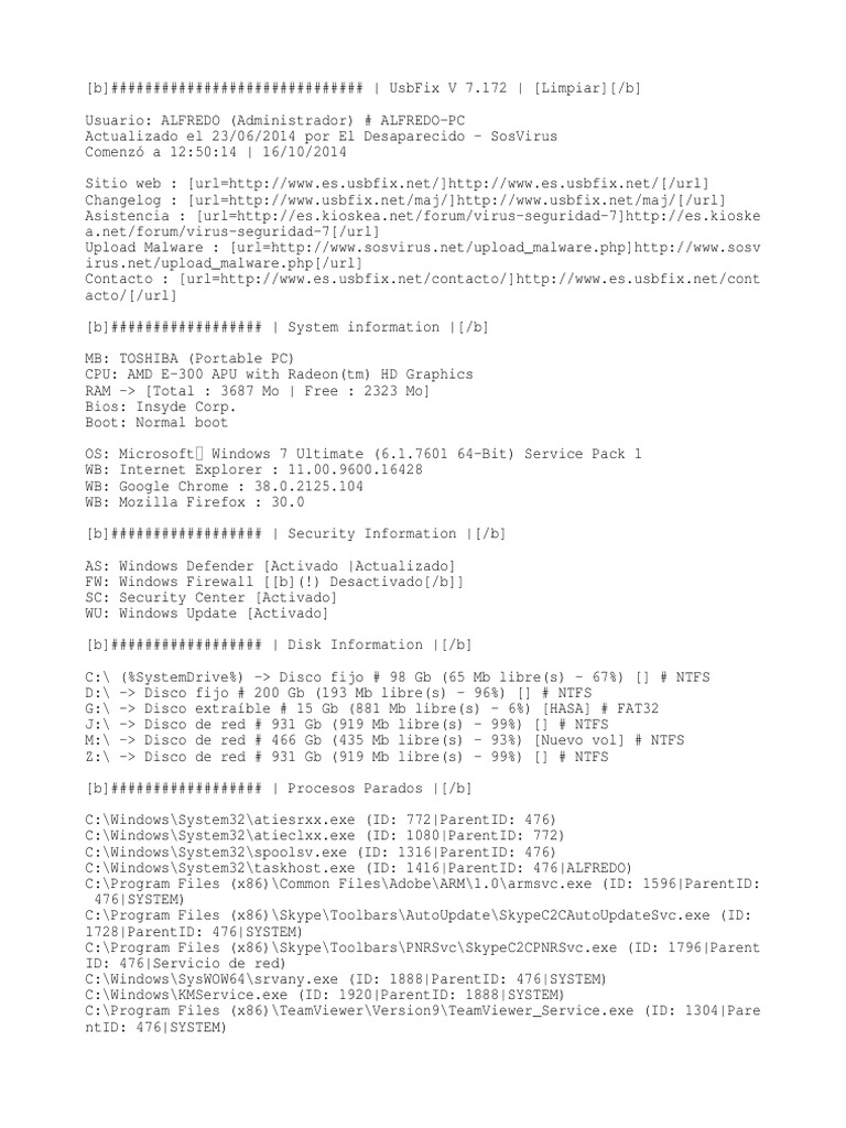 UsbFix Report | PDF | Operating System Families | Utility Software