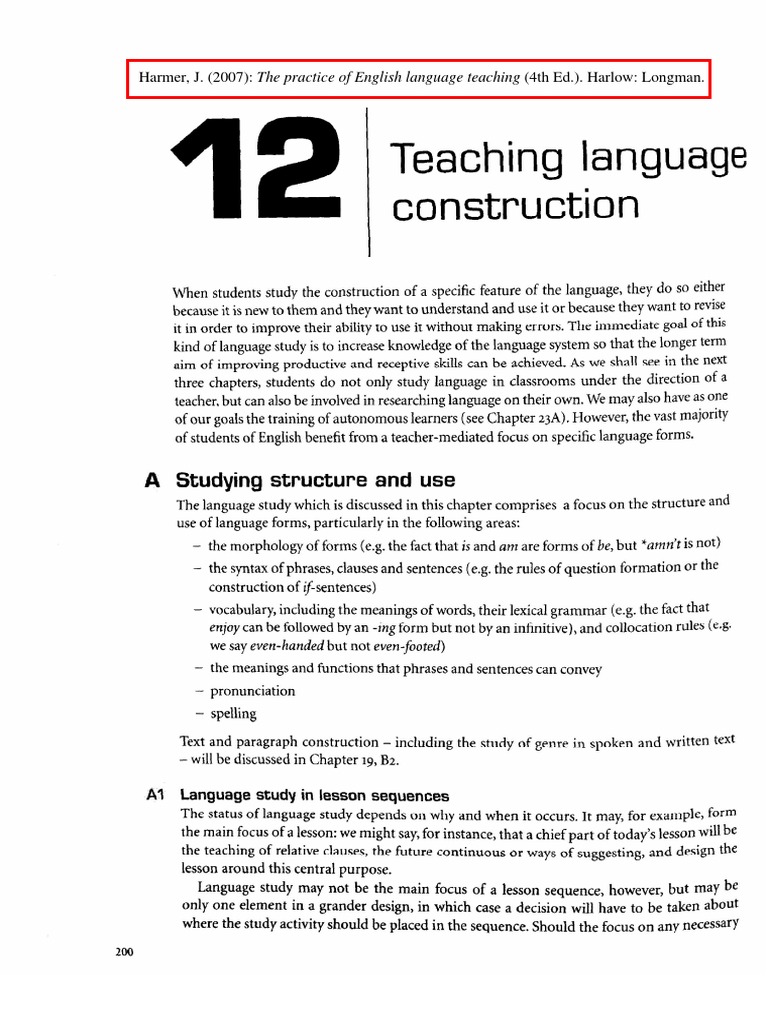 Teaching Language Construction - Harmer, J (2007) | PDF