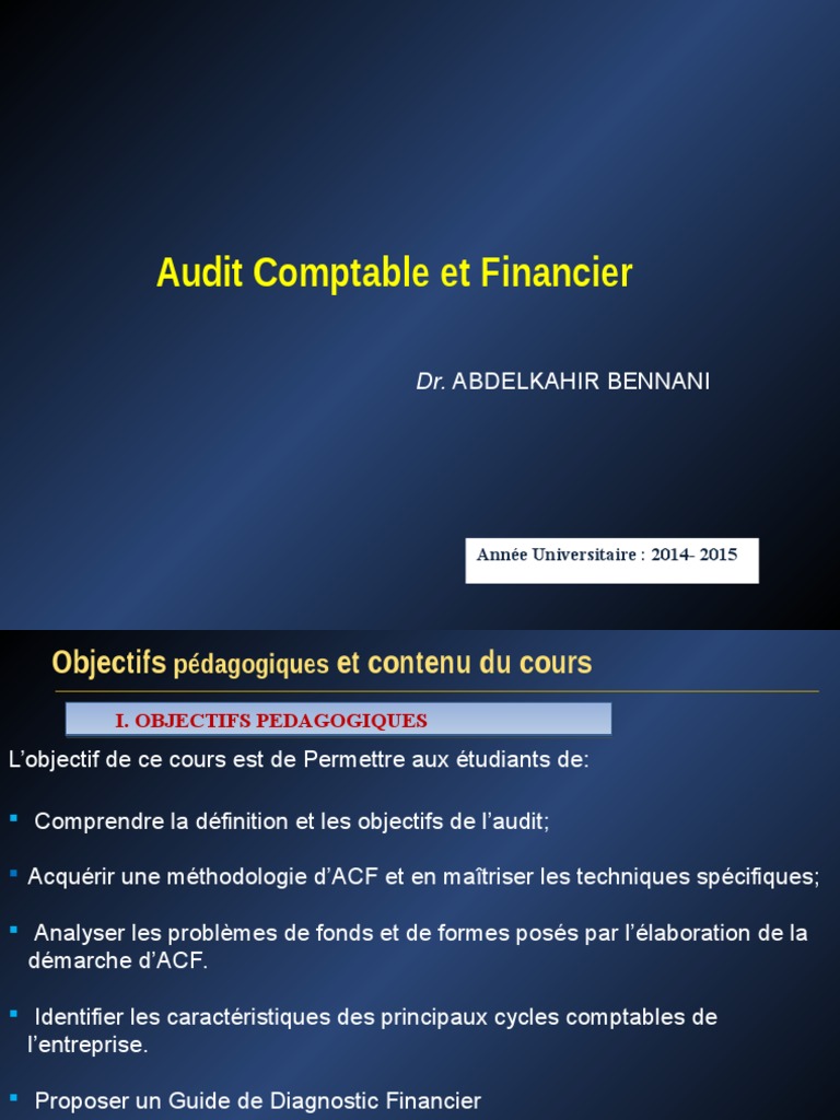 Cours D'audit Comptable Et Financier | PDF | Audit financier | Audit