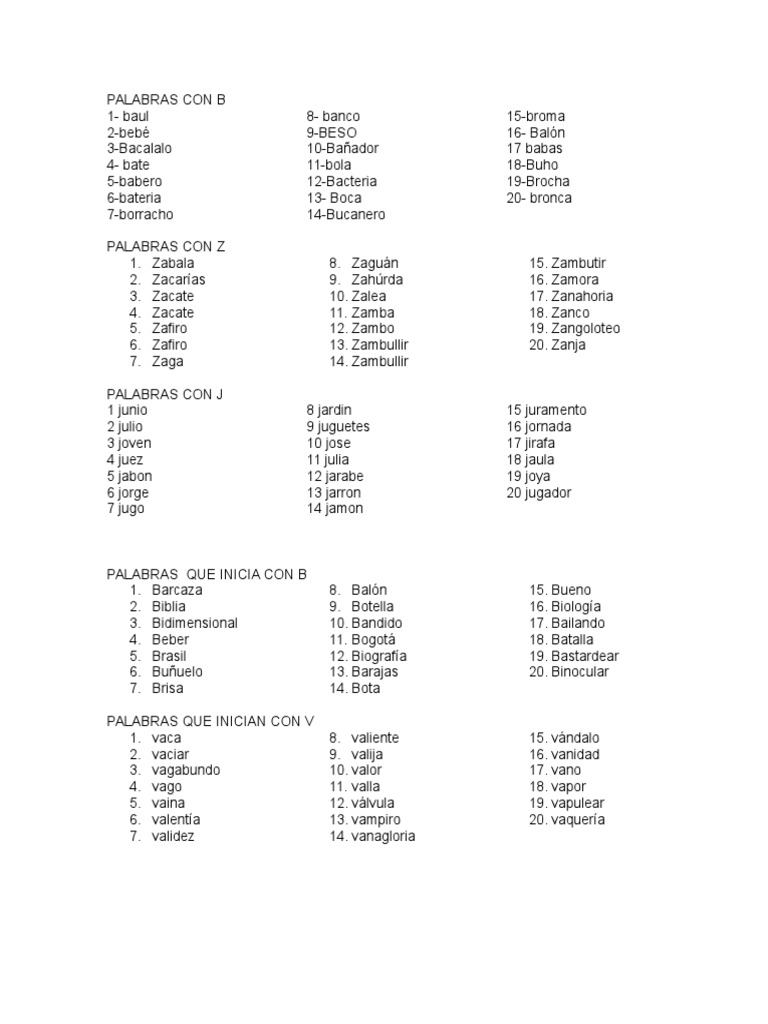 Palabras Con B | PDF